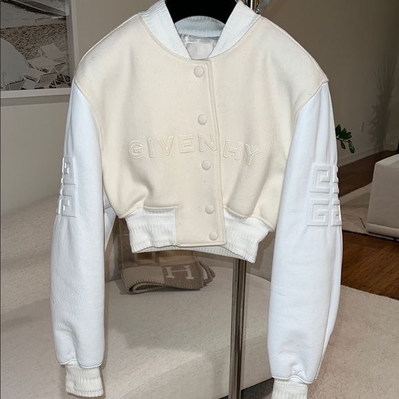 Givenchy | Jackets & Coats | Givenchy White Cropped Varsity Jacket ...